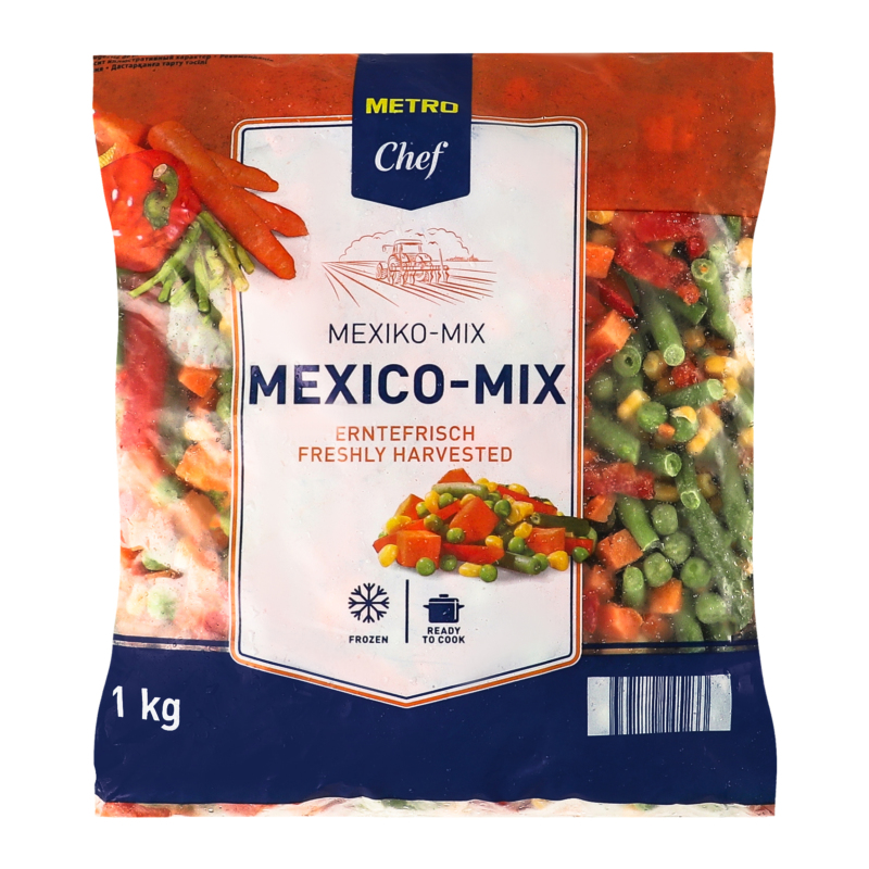Смесь овощей быстрозамороженная Mexico-mix Metro Chef м/у 1кг METRO ...