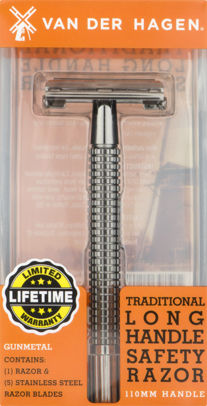 Van Der Hagen Traditional Long Handle Safety Razor Kit Gunmetal Van Der ...