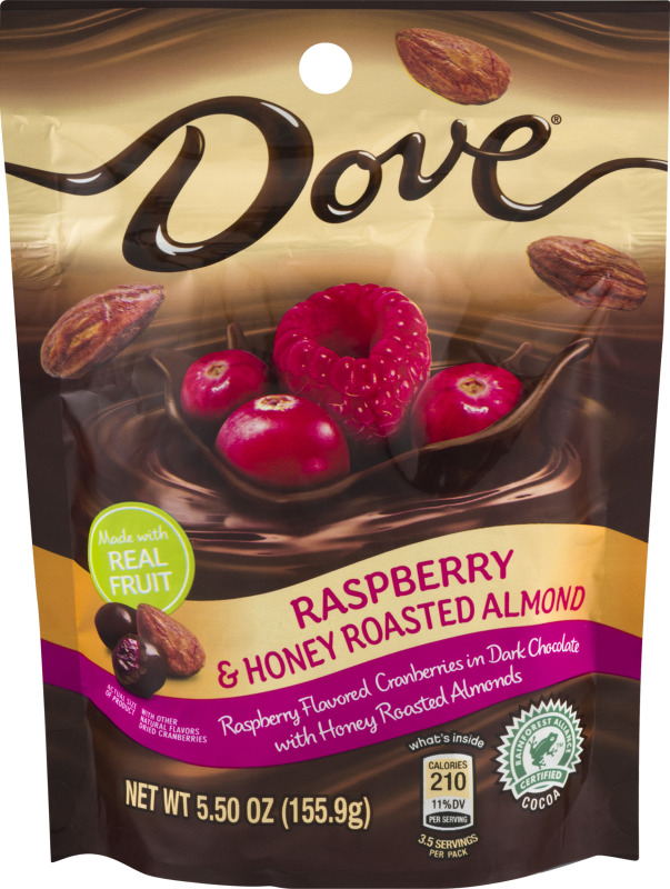 Dove Raspberry Flavored Cranberries in Dark Chocolate with Honey ...