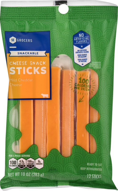 SE Grocers Snackable Cheese Snack Sticks Mild Cheddar Cheese - 12 CT SE ...