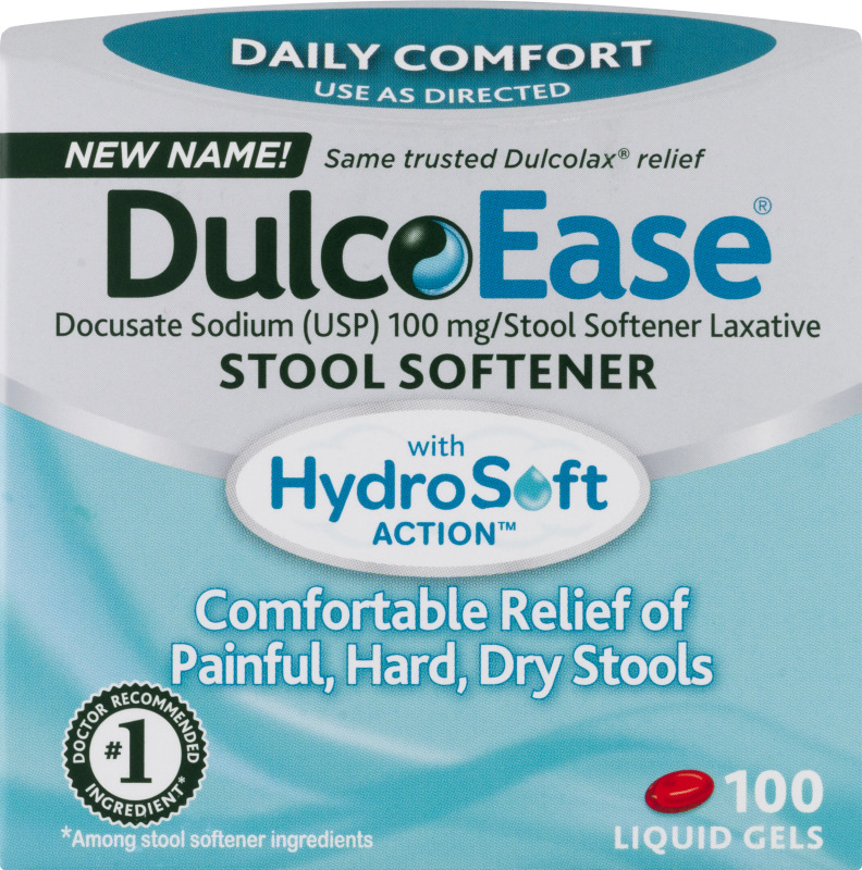DulcoEase Stool Softener with HydroSoft Action Liquid Gels - 100 CT ...
