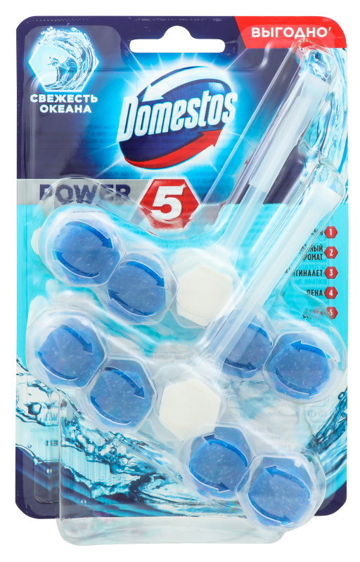 Блок для очищения унитаза Свежесть Океана Power 5 Domestos 2*55г ...