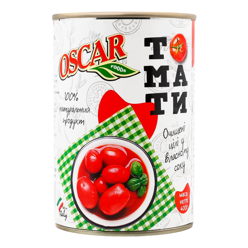 Томаты очищенные целые в собственном соку Oscar foods ж/б 400г Oscar ...