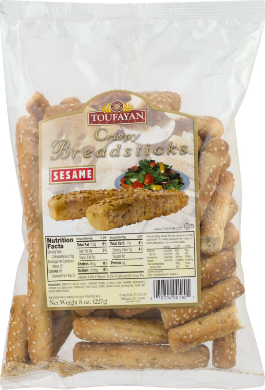 Toufayan Crispy Breadsticks Sesame Toufayan Bakeries(70704001801 ...