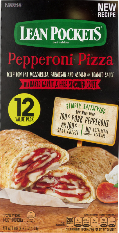 Lean Pockets Sandwiches Reduced Fat Pepperoni Pizza Seasoned Crust - 12 ...
