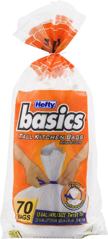 Hefty Basics Tall Kitchen Bags 13 GAL. Size Twist Tie - 70 CT Hefty ...
