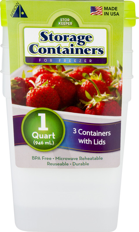 Arrow Storage Containers for Freezer (1 Quart) - 3 CT Arrow Plastic ...