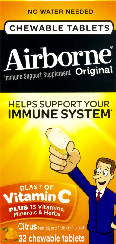 Airborne Original Citrus Chewable Tablets - 32 CT Airborne(647865203346 ...