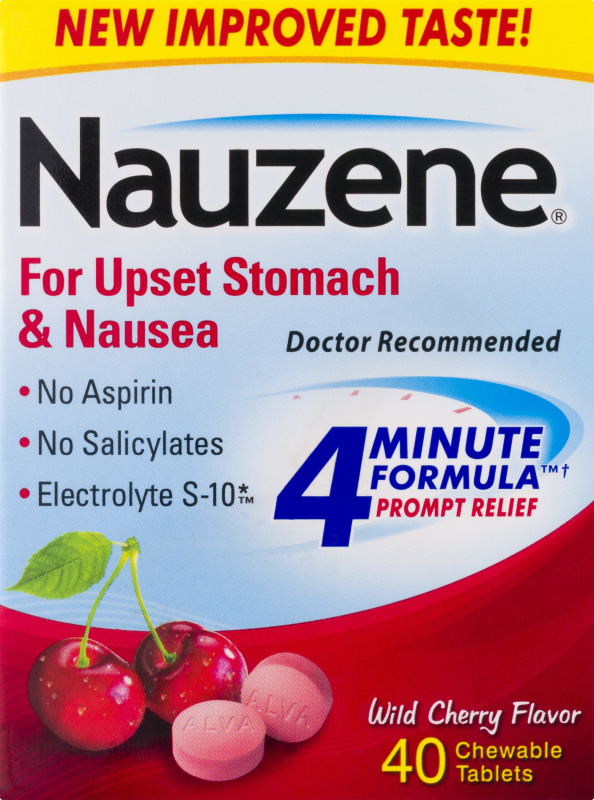 Nauzene For Upset Stomach & Nausea Wild Cherry Flavor Chewable Tablets ...