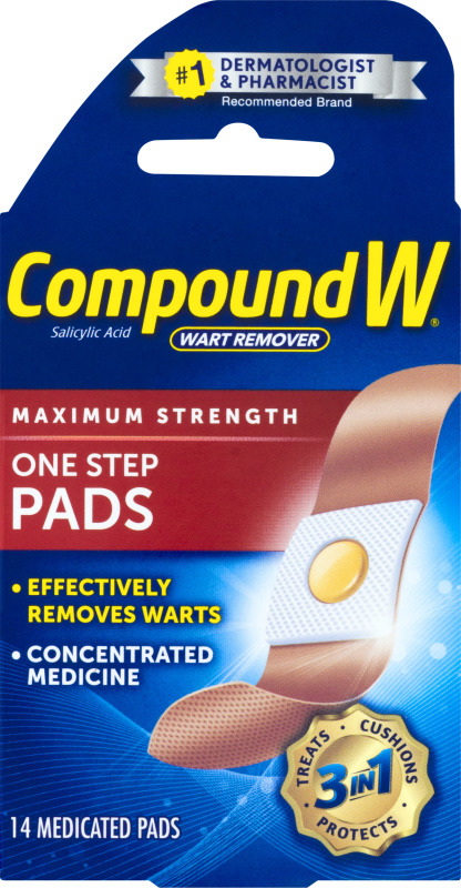 Compound W Wart Remover One Step Pads Maximum Strength - 14 CT ...