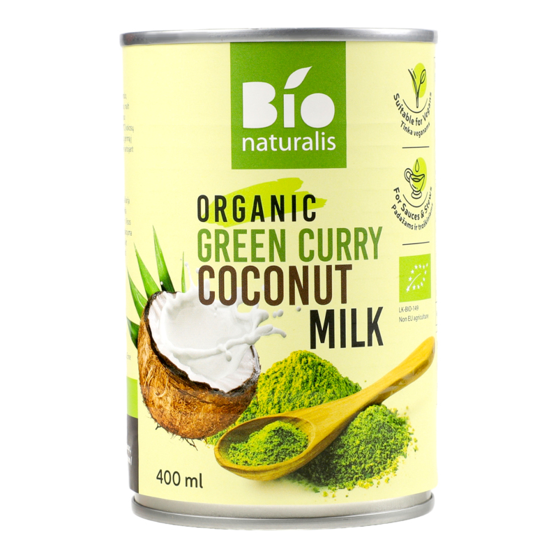 Молоко кокосовое органическое с зеленым карри Bio naturalis ж/б 400мл ...