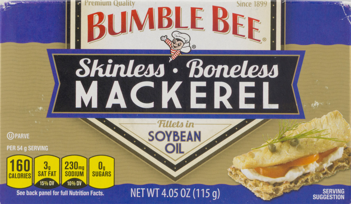 Bumble Bee Skinless Boneless Mackerel Fillets in Soybean Oil Bumble Bee ...