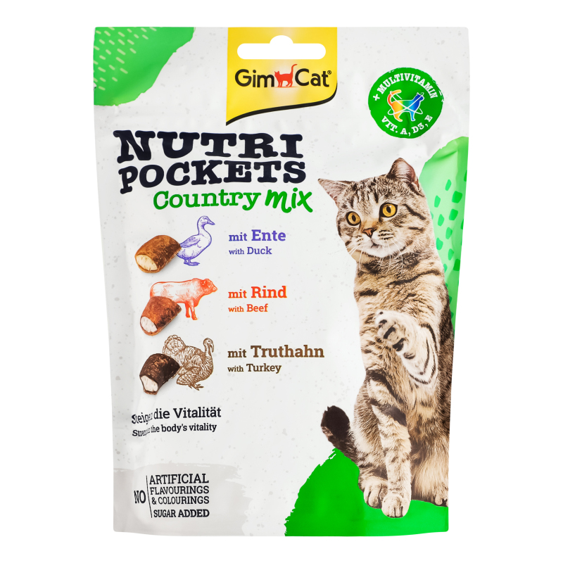 Крекеры с начинкой для кошек Country Mix Nutri Pockets GimCat д/п 150г ...