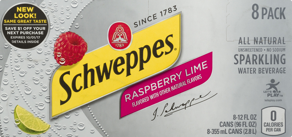 Schweppes Sparkling Water Beverage Raspberry Lime - 8 PK Schweppes ...