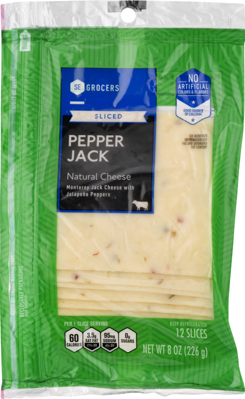 SE Grocers Sliced Pepper Jack Natural Cheese - 12 CT SE Grocers ...