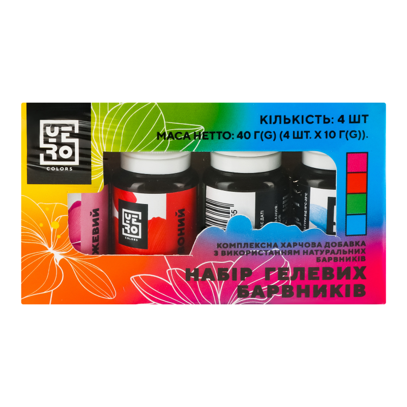Набор гелевых красителей Yero Colors к/у 4х10г Yero Colors ...