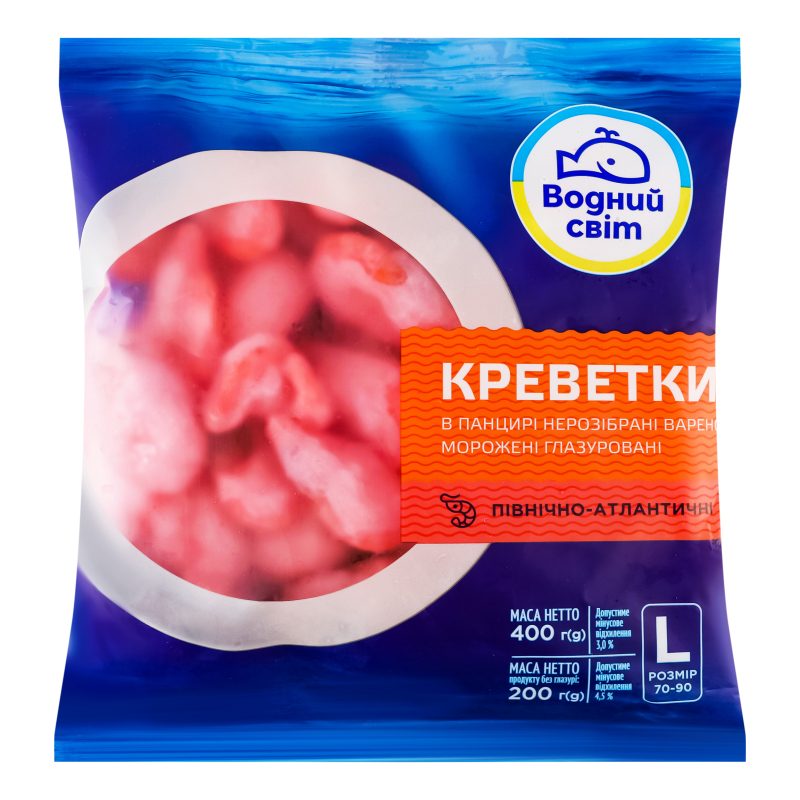 Креветки в панцире неразобранные глазированные 70/90 Северо ...
