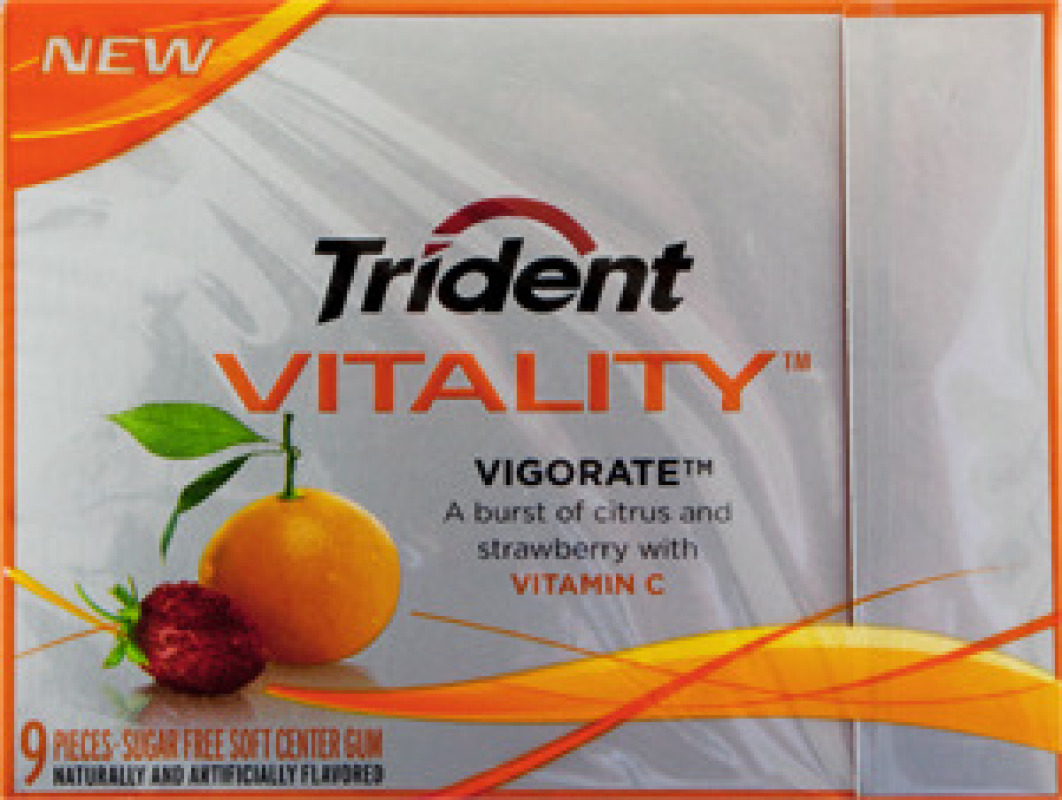 Trident Vitality Vigorate Citrus and Strawberry with Vitamin C Sugar ...