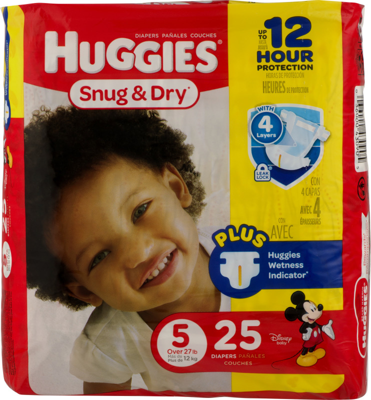 Huggies Snug & Dry Diapers Size 5 - 25 CT Huggies(36000430905 ...