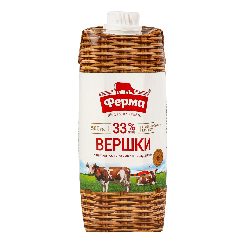 Сливки 33% ультрапастеризованные Отборные Ферма т/п 500г Ферма ...