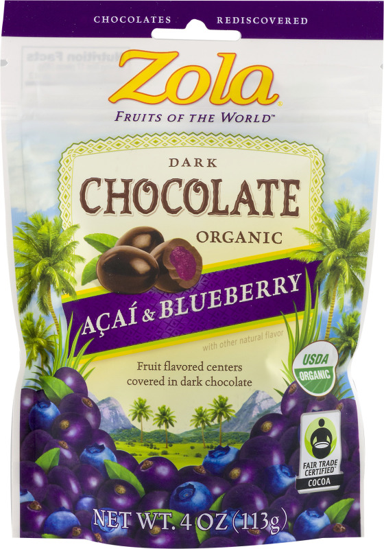 Zola Fruits Of The World Dark Chocolate Organic Acai & Blueberry Zola ...