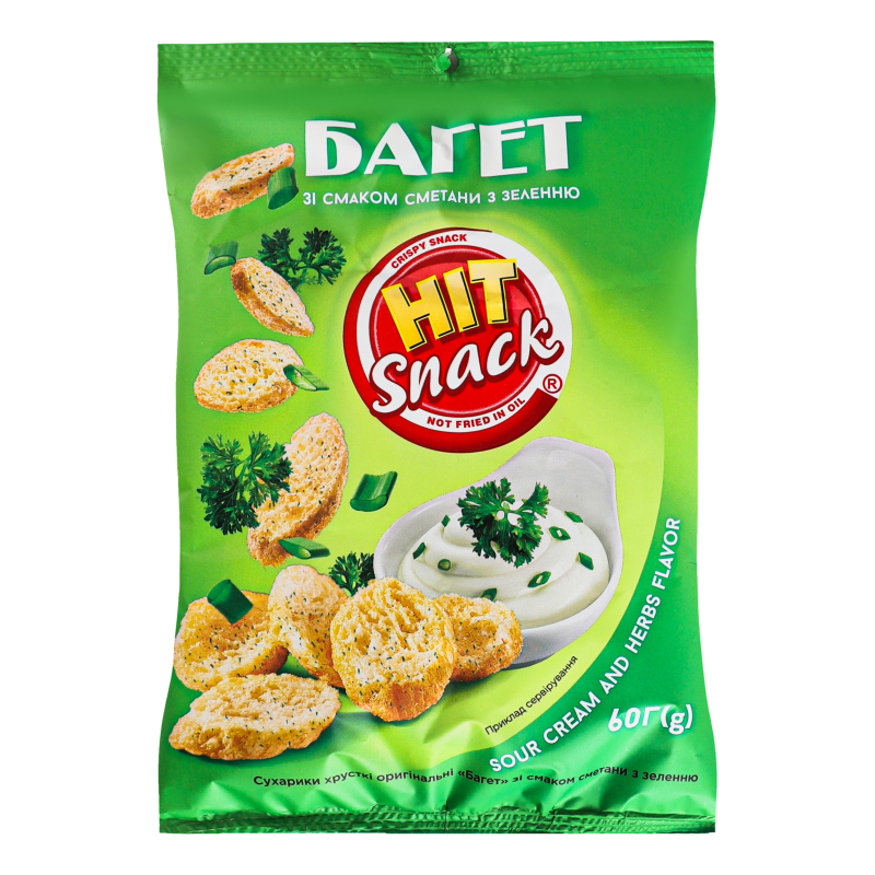 Сухарики со сметаной с зеленью Багет Hit snack м/у 60г Hit snack ...