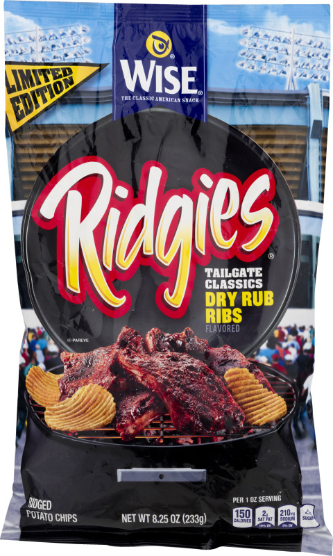 WISE Ridgies Tailgate Classics Potato Chips Dry Rub Ribs WISE ...