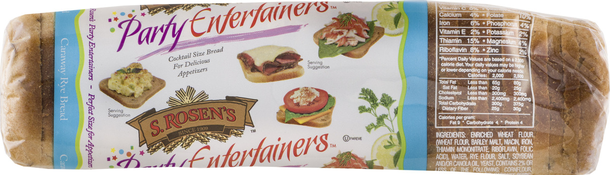 S. Rosen's Party Entertainers Cocktail Size Bread Caraway Rye S. Rosen ...