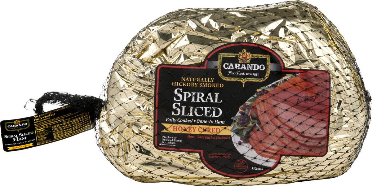 Carando Spiral Sliced Fully Cooked Bone-In Ham Honey Cured Carando ...