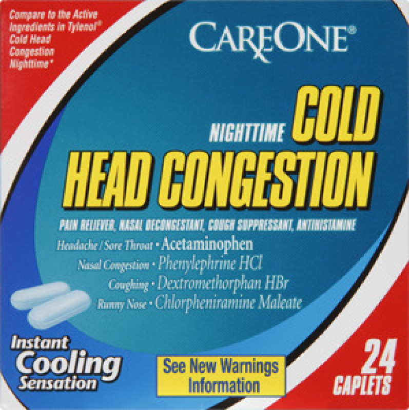 CareOne Nighttime Cold Head Congestion Caplets - 24 CT CareOne ...