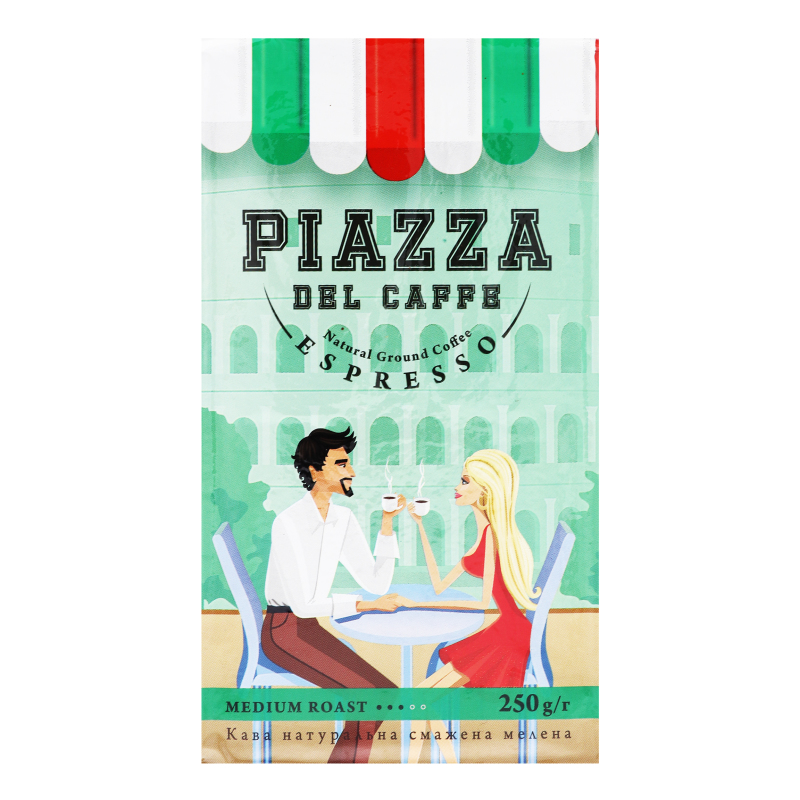 Кофе натуральный жареный молотый Espresso Piazza del Caffe в/у 250г ...
