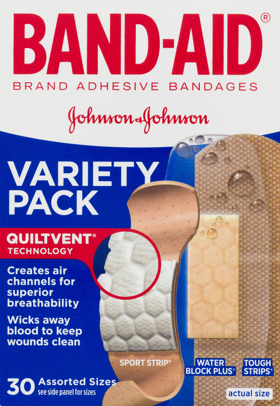 Band-Aid Variety Pack Bandages Assorted Sizes - 30 CT Band-Aid ...