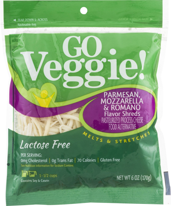 GO Veggie! Cheese Alternative Parmesan, Mozzarella & Romano Shreds GO ...