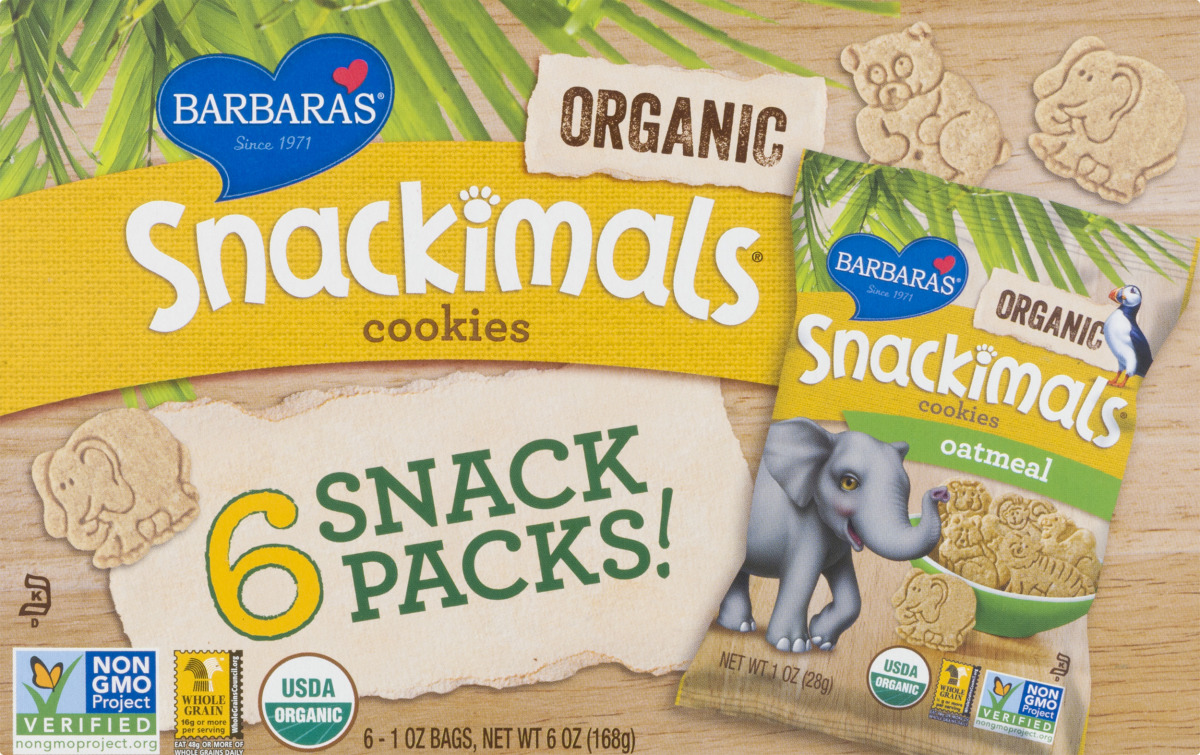 Barbara's Snackimals Cookies Oatmeal - 6 CT Barbara's(70617003565 ...