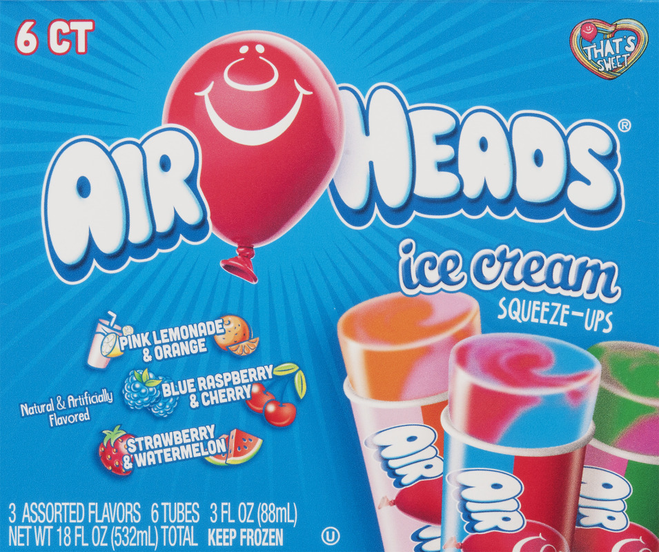 Air Heads Ice Cream Squeeze-Ups Assorted Flavors - 6 CT Air Heads ...