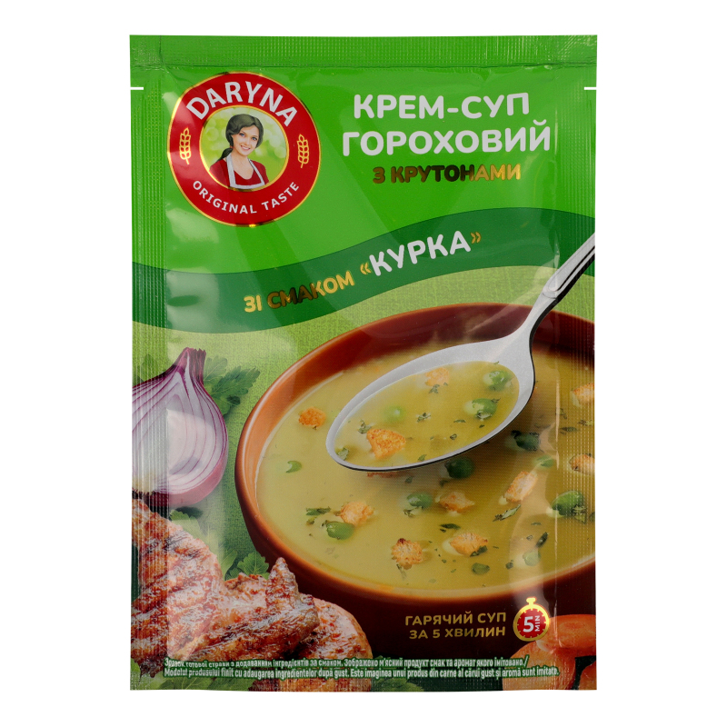 Крем-суп гороховый с крутонами Курица Daryna м/у 18г Daryna ...