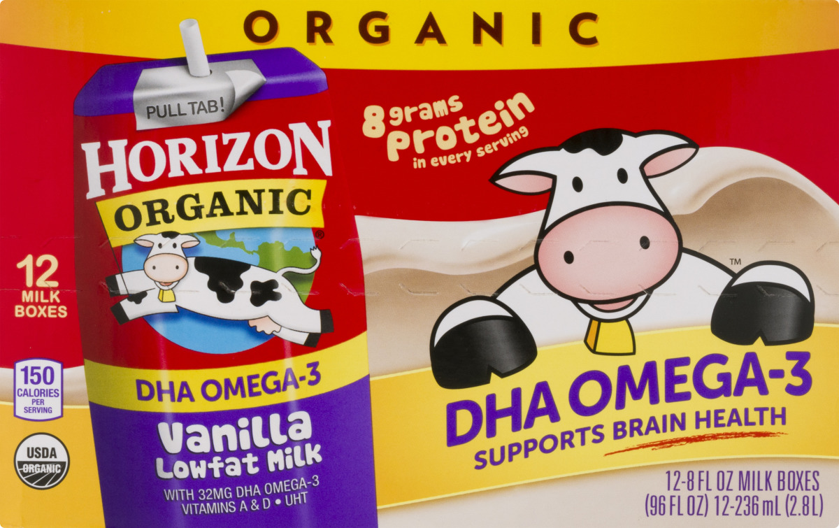 Horizon Organic DHA Omega-3 Lowfat Milk Vanilla - 12 CT Horizon ...