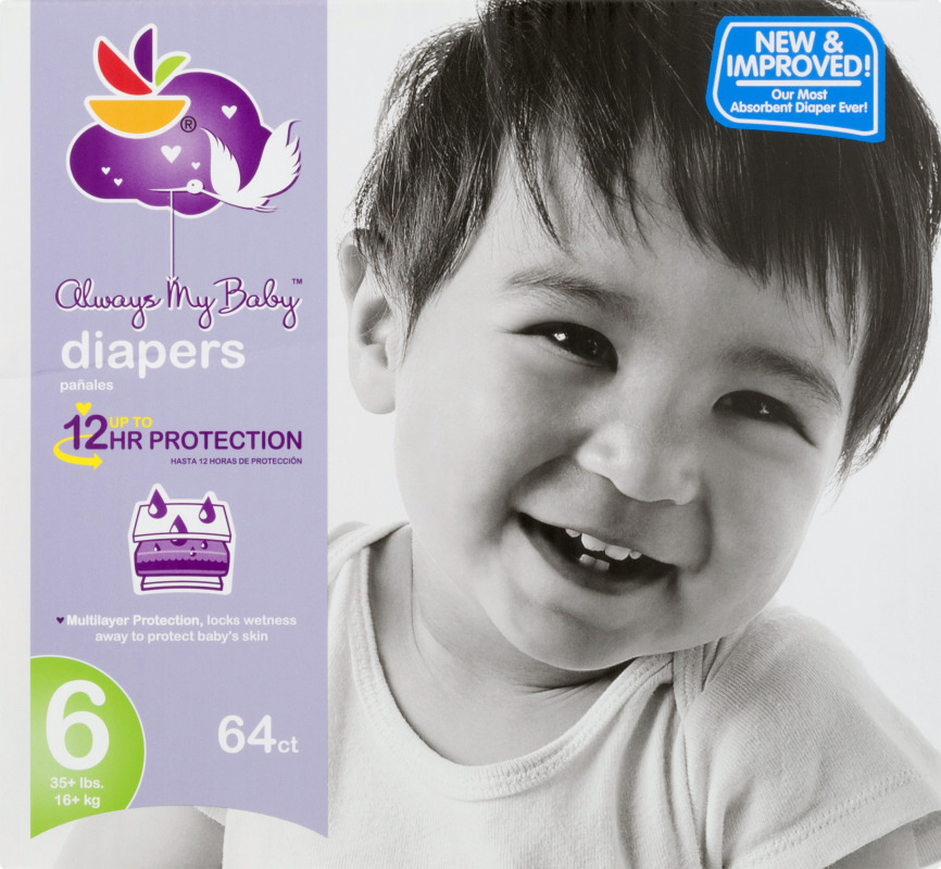 Always My Baby Diapers Size 6 (35+ lbs) - 64 CT Always My Baby ...