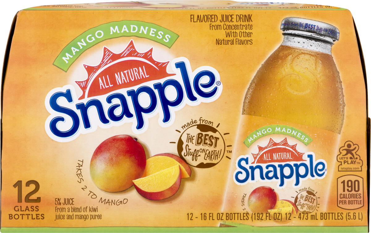 Snapple All Natural Juice Mango Madness - 12 CT Snapple(76183003640 ...