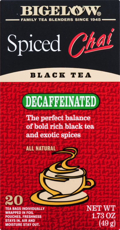 Bigelow Black Tea Decaffeinated Spiced Chai - 20 CT Bigelow(72310042612 ...