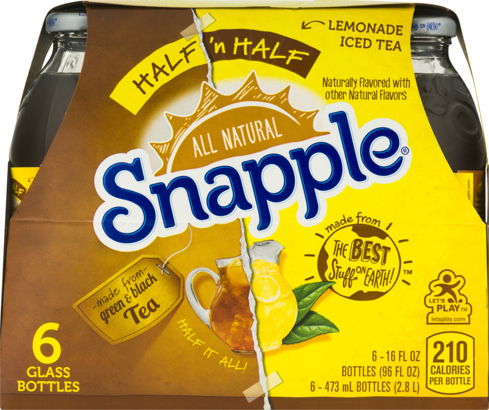 Snapple Glass Bottles Half 'n Half Lemonade Iced Tea - 6 CT Snapple ...