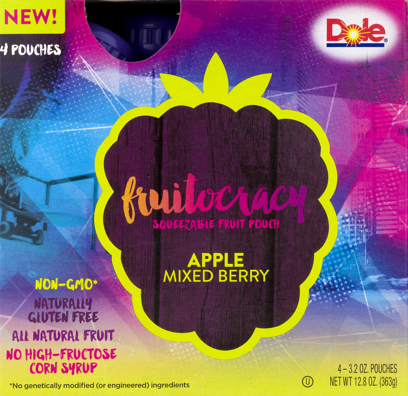 Dole Fruitocracy Squeezable Fruit Pouch Apple Mixed Berry - 4 CT Dole ...
