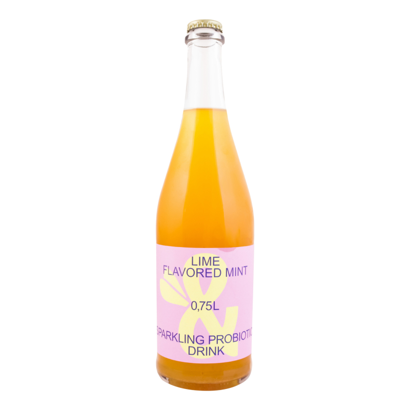 Напиток пробиотический игристый Lime-Flavored mint Bee&Tea с/бут 0.75л ...
