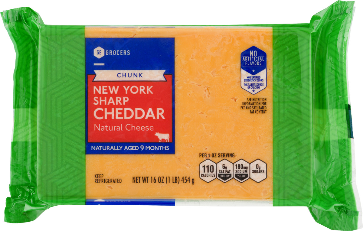SE Grocers Chunk New York Sharp Cheddar Natural Cheese SE Grocers ...
