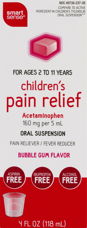 Smart Sense Children's Pain Relief Oral Suspension Bubble Gum Flavor ...