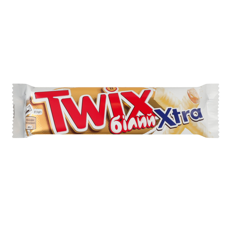 Печиво пісочне з карамеллю вкрите білим шоколадом Білий Extra Twix 2х37.5г м/у Twix ...