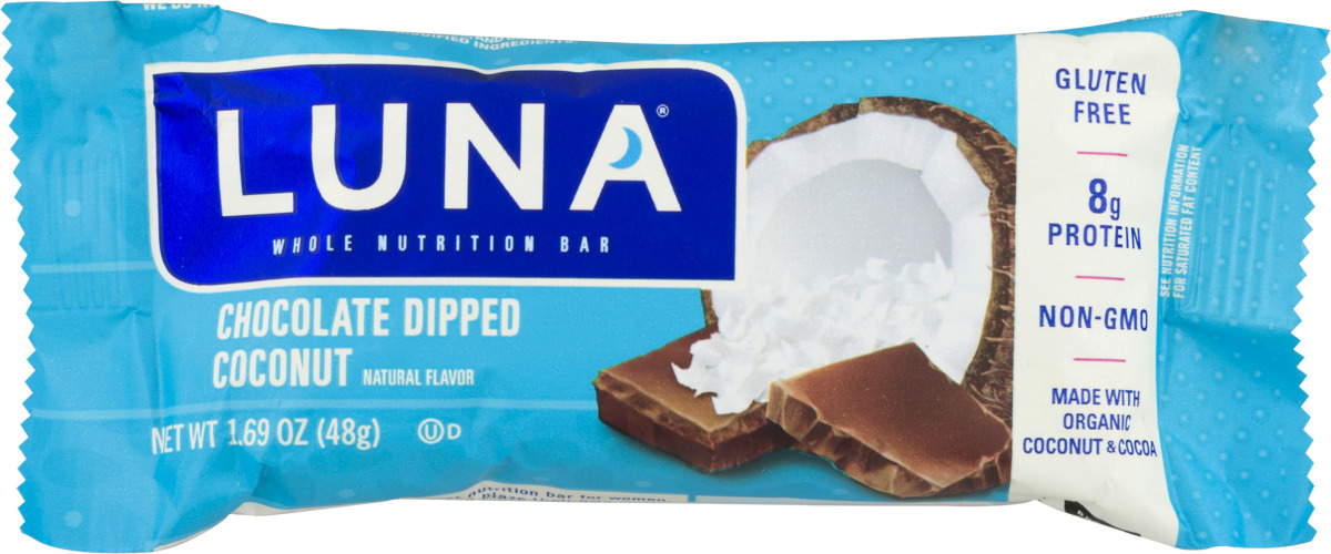 Luna Whole Nutrition Bar Chocolate Dipped Coconut Luna(722252100696 ...