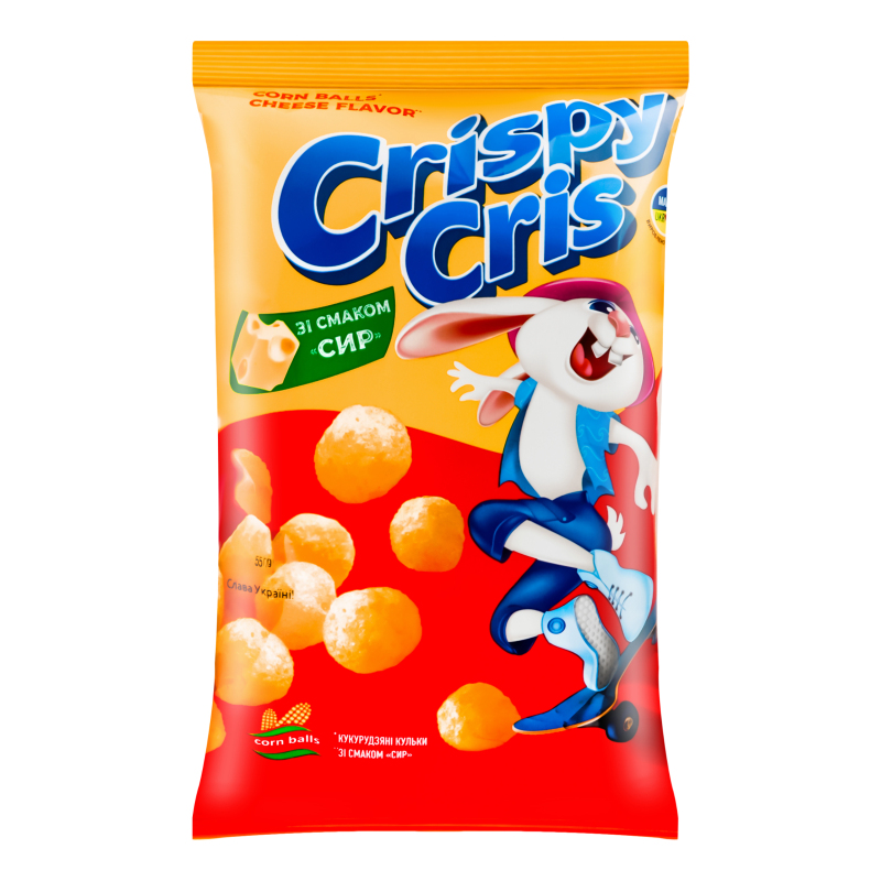 ТМ «Crispy Cris» Кукурудзяні кульки зі смаком «Сир» 55г (32шт ...