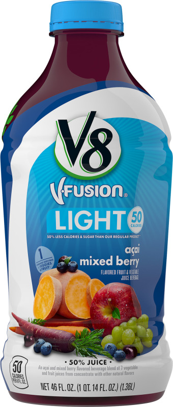 V8 V-Fusion Light Acai Mixed Berry Vegetable & Fruit Juice V-Fusion ...