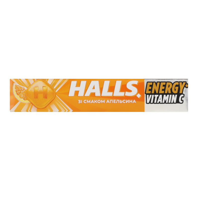 Карамель леденцовая со вкусом апельсина Energy Vitamin C Halls м/у 25 ...